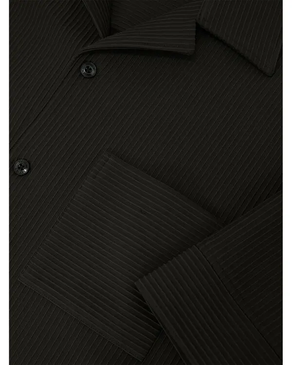 REISS Odessa Ribbed Pocket Short Sleeve Cuban Shirt