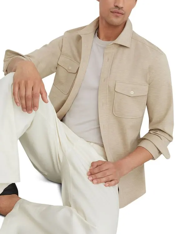 REISS Mcshane Button Pocket Overshirt - Oatmeal