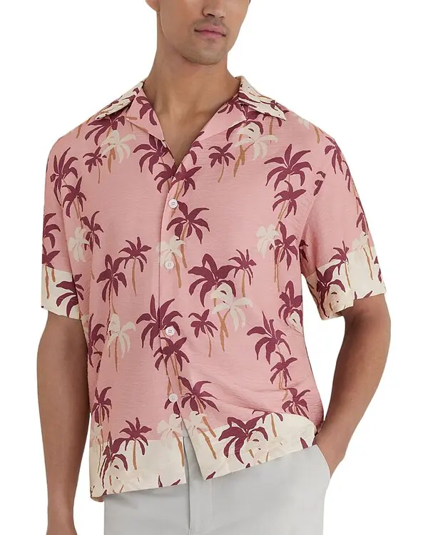 REISS Madrona Floral Print Short Sleeve Cuban Shirt