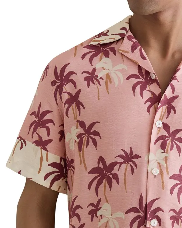 REISS Madrona Floral Print Short Sleeve Cuban Shirt