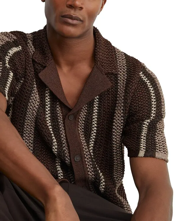 REISS Farin Crochet Cuban Shirt