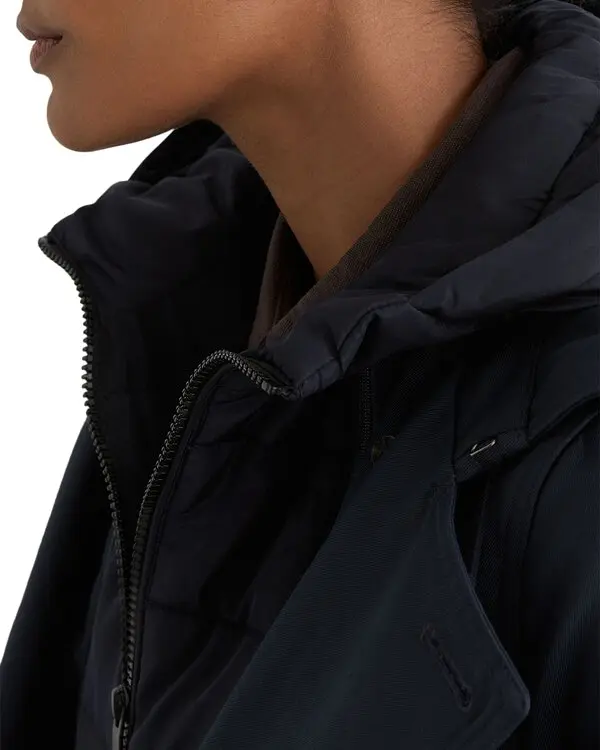 REISS Azura Hooded Double Breasted Trench Coat - Navy