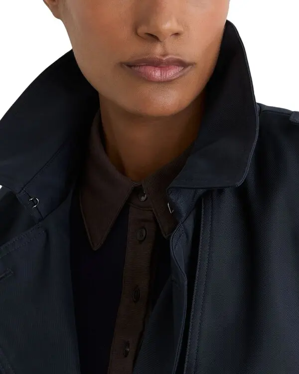 REISS Azura Hooded Double Breasted Trench Coat - Navy