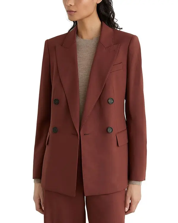 REISS Solene Double Breasted Blazer - Brick Red