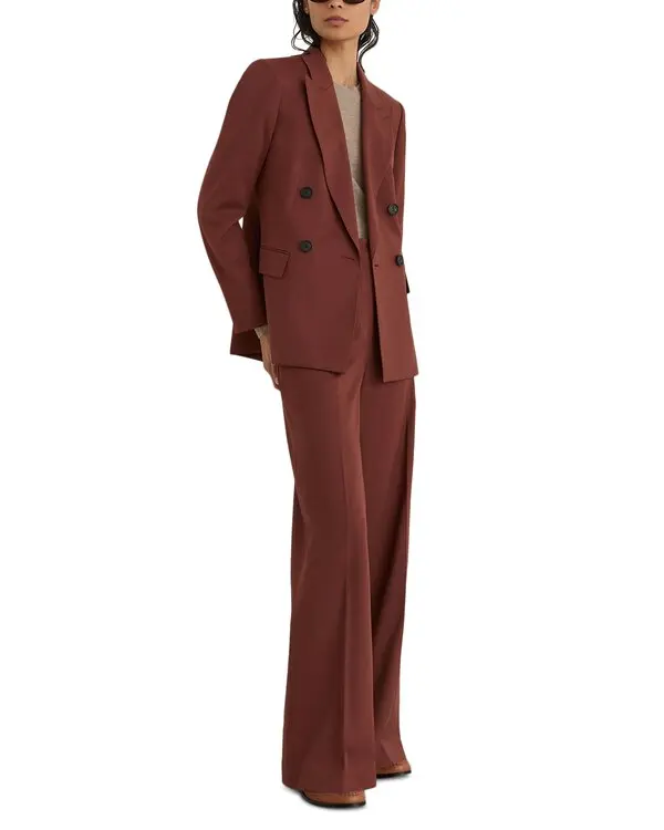REISS Solene Double Breasted Blazer - Brick Red