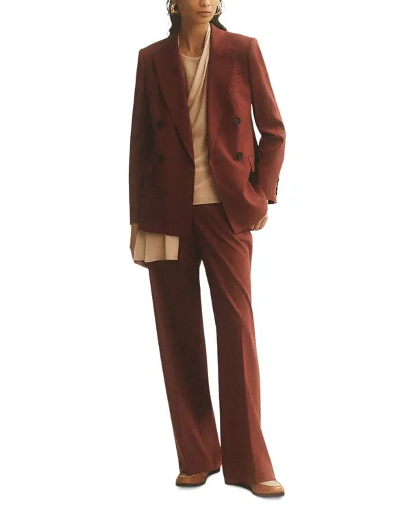 REISS Solene Double Breasted Blazer - Brick Red