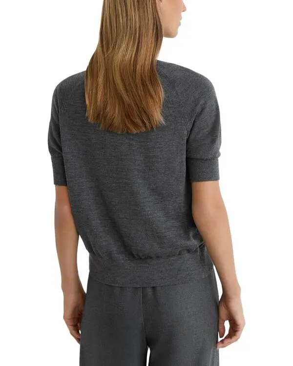 REISS Wool Mock Neck Tee - Charcoal Gray