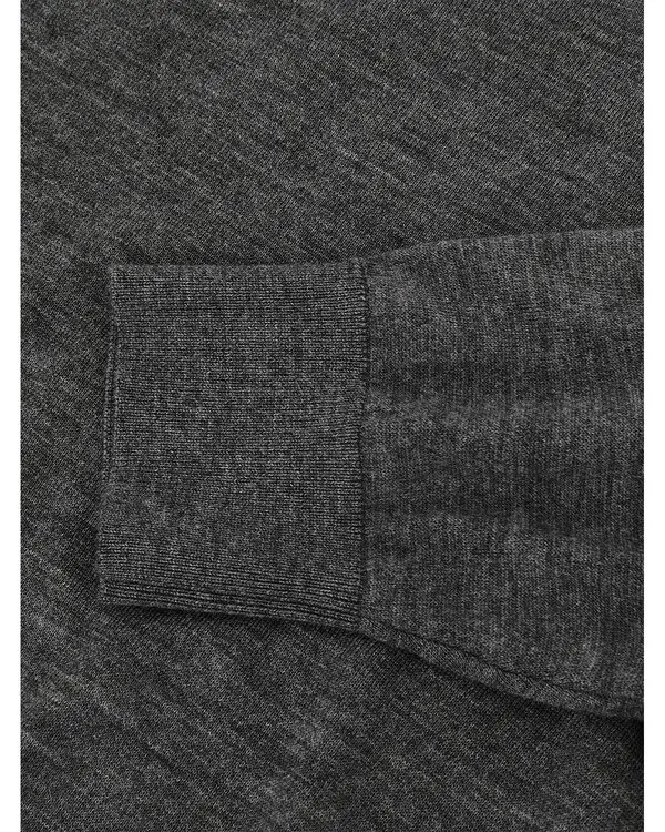 REISS Wool Mock Neck Tee - Charcoal Gray