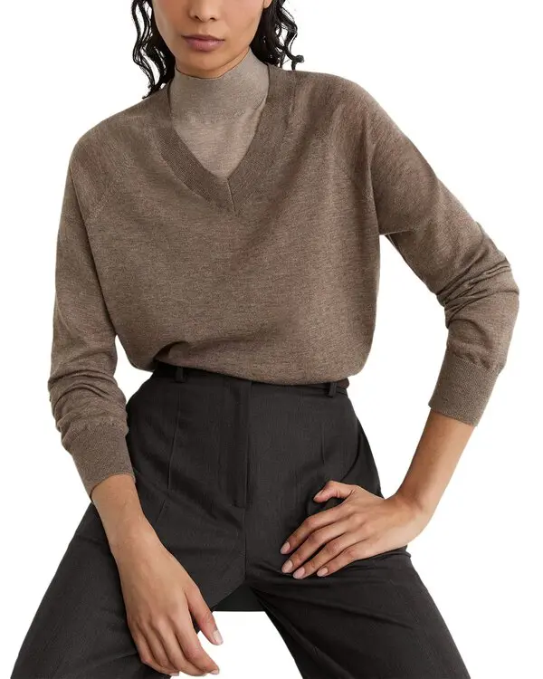 REISS Paris Merino Wool V Neck Sweater