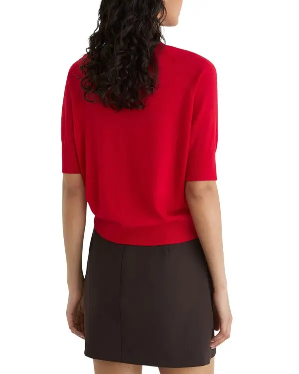 REISS Suzzie Wool Mock Neck Tee - Red