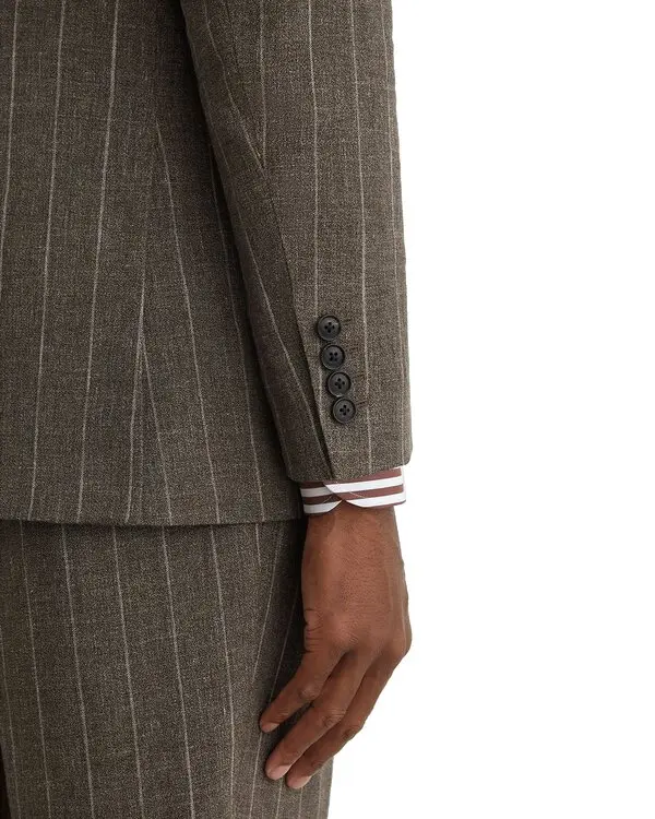 REISS Miramare Peak Lapel Pinstripe Double Breasted Linen Cotton Blazer
