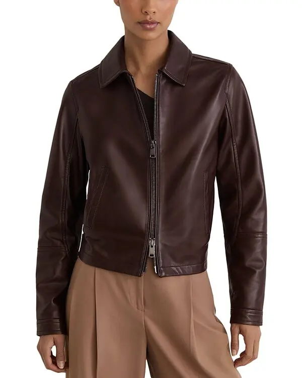 REISS Sorina Leather Jacket