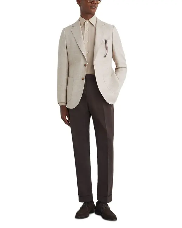 REISS Duke Airwater Finish Cotton Jersey Shirt - Stone
