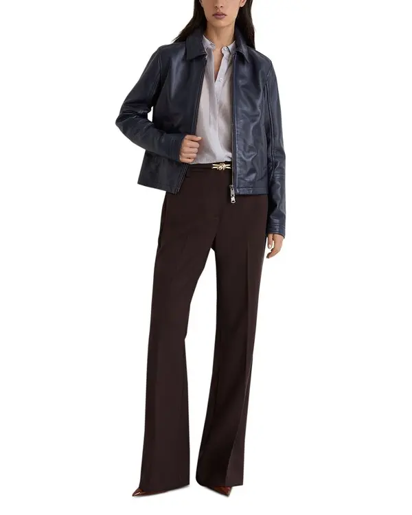 REISS The Leona Belted Flare Pants - Grape