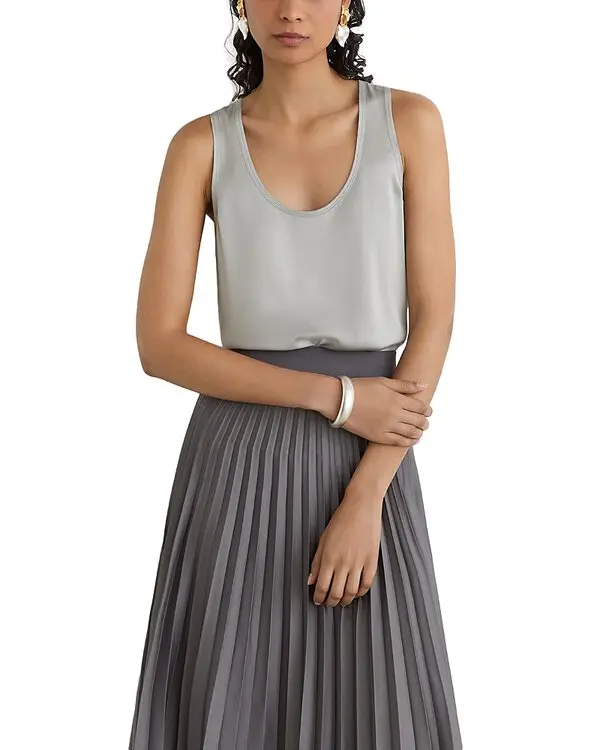 REISS Ruby Silk Blend Sleeveless Top