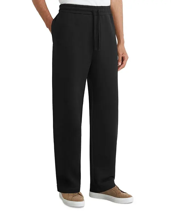 REISS Tanner Cotton Drawstring Pants - Black