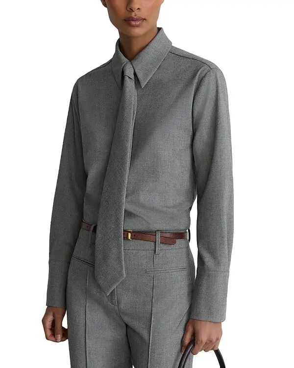 REISS Rosaria Neck Tie Shirt