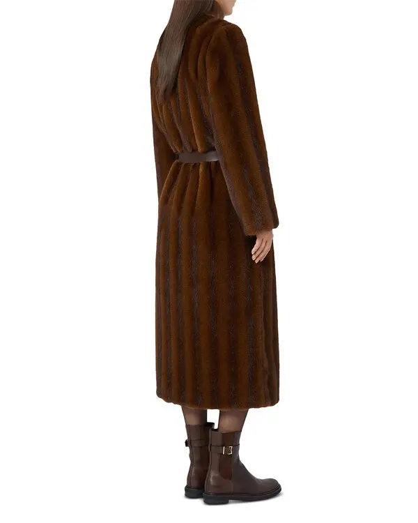 Max Mara Mstorma Belted Faux Fur Coat - Hazelnut Brown