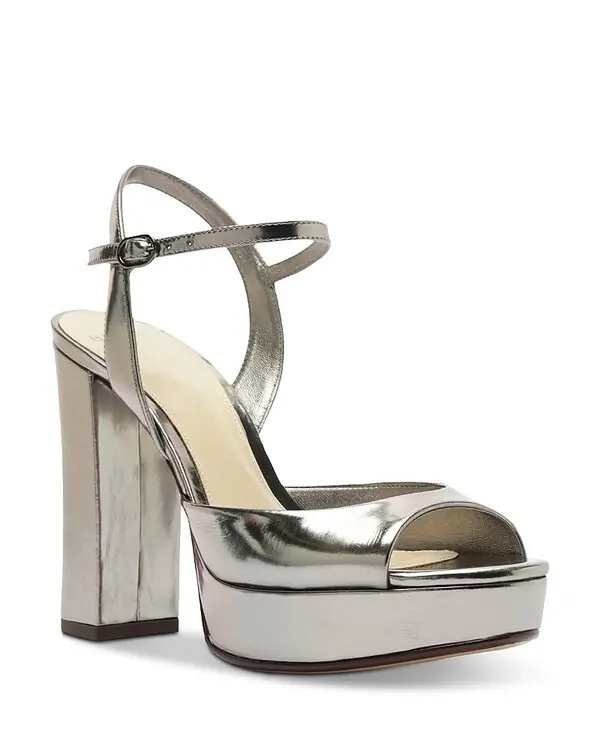 ALEXANDRE BIRMAN Amy Mirrored Leather Platform Sandals - Grafite