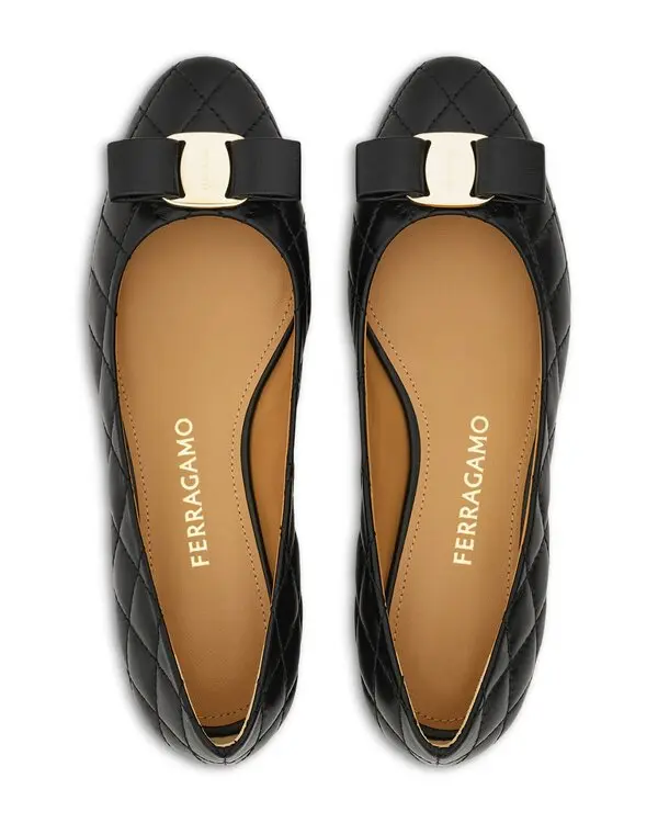 FERRAGAMO Varina Quilted Leather Ballet Flats