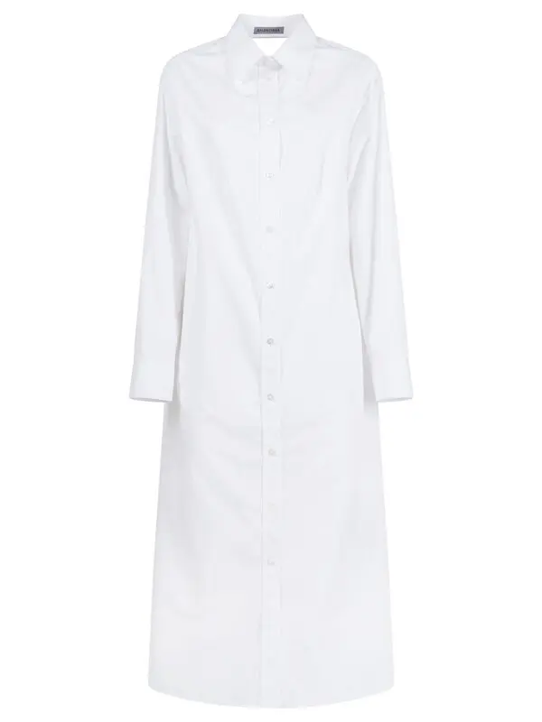 Balenciaga Draped Back Cotton Poplin Dress - White