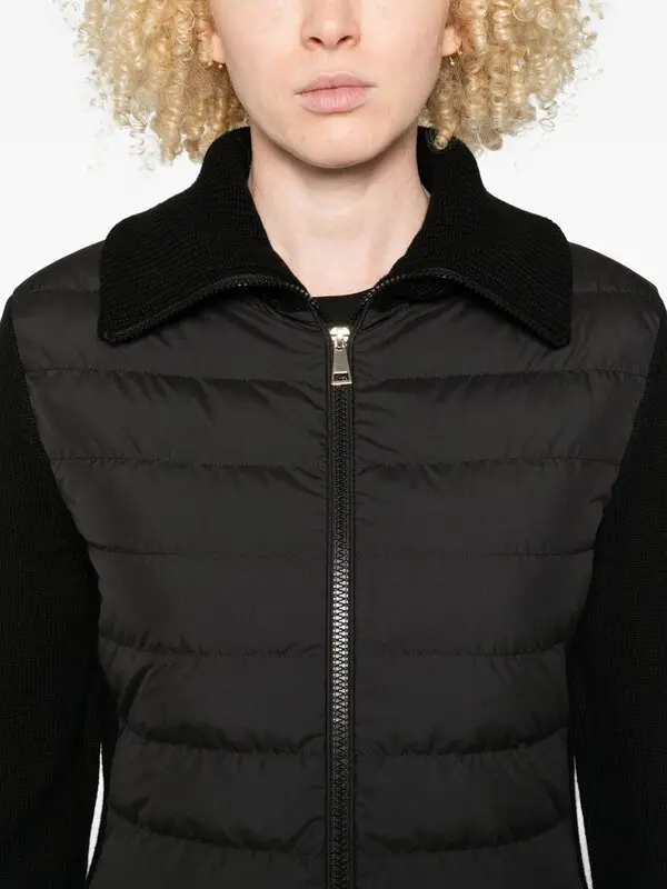 Moncler Cardigan Imbottito In Lana Con Cerniera