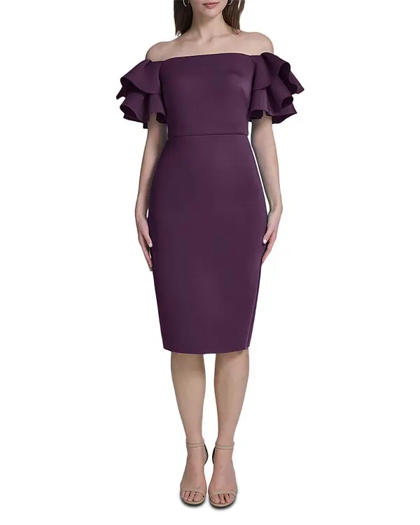 Eliza J Off-the-shoulder Ruffle Sleeve Sheath Dress