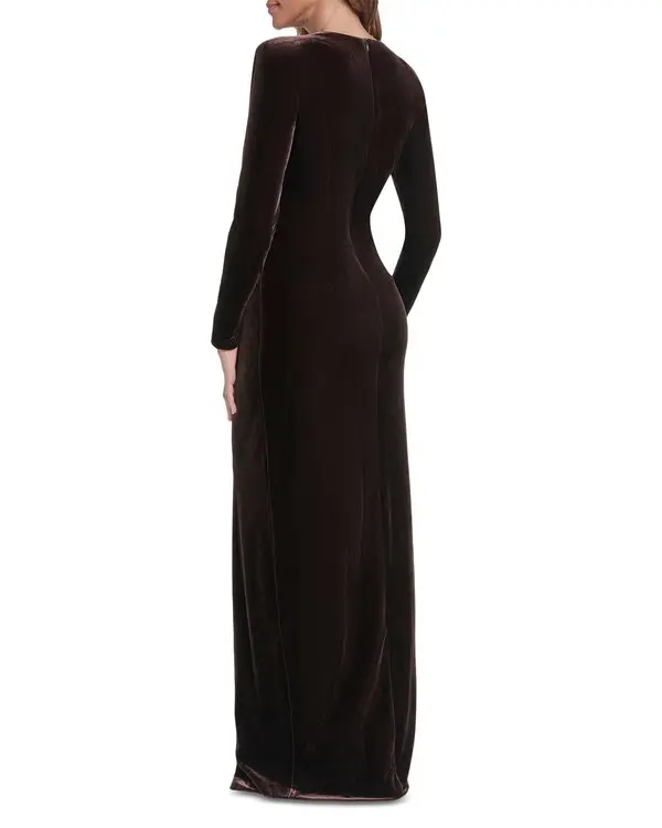Eliza J Round Neck Chain Embellished Long Sleeve Gown