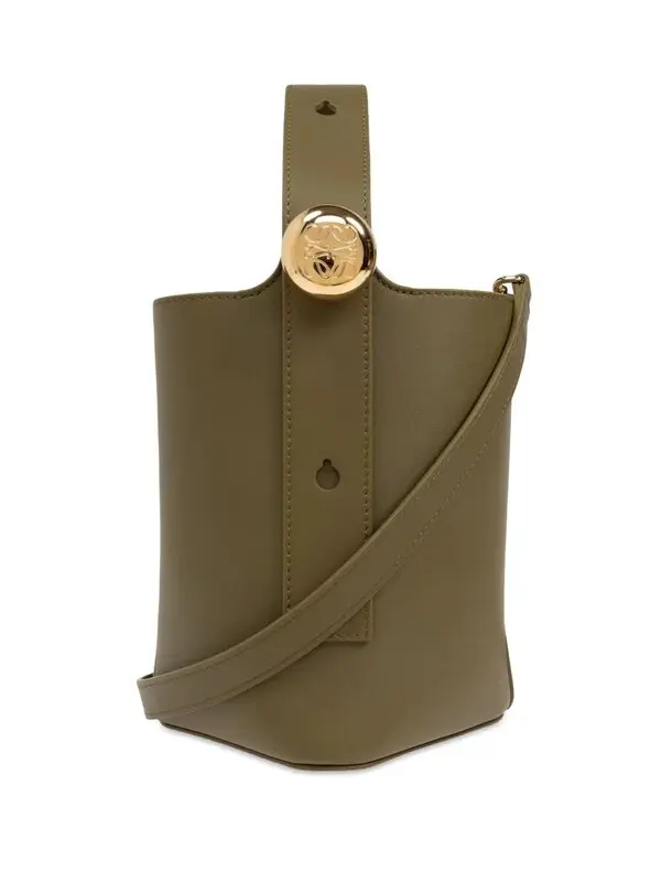 Loewe Smooth Leather Mini Pebble Bucket Bag - Green