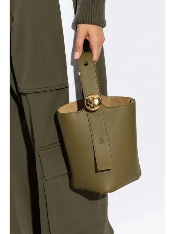Loewe Smooth Leather Mini Pebble Bucket Bag - Green