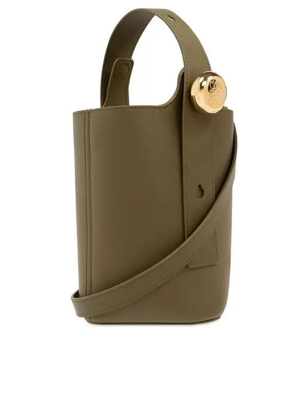 Loewe Smooth Leather Mini Pebble Bucket Bag - Green