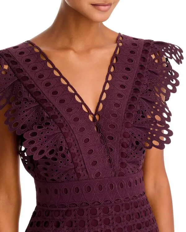 Aqua V Neck Lace Midi Dress