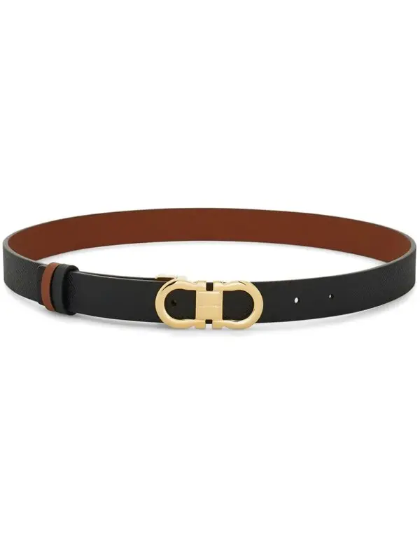 FERRAGAMO Gancini Hammered Leather Reversible Belt