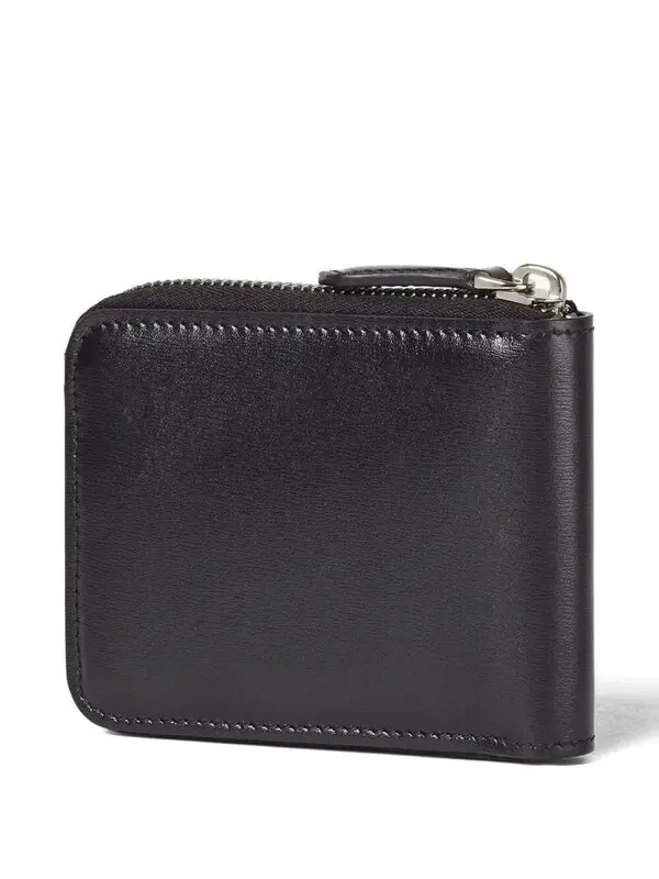 Fendi Leather Compact Wallet With Zip And Ff Logo