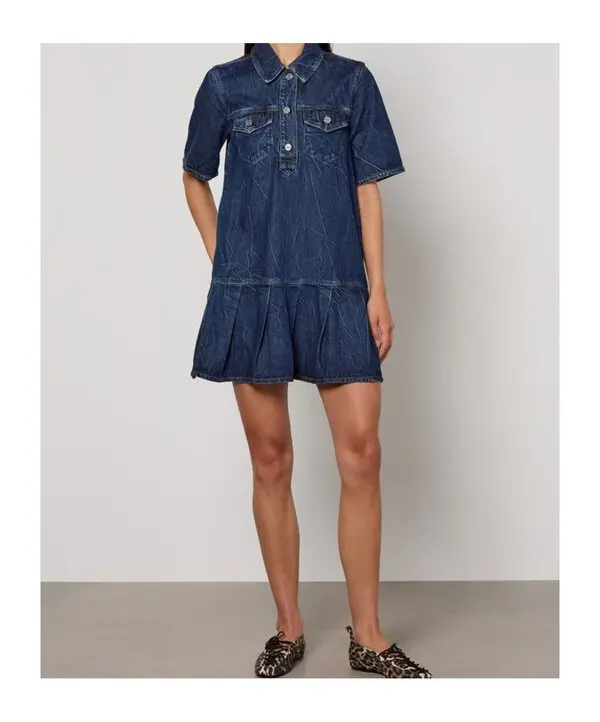 GANNI Collared Denim Mini Dress