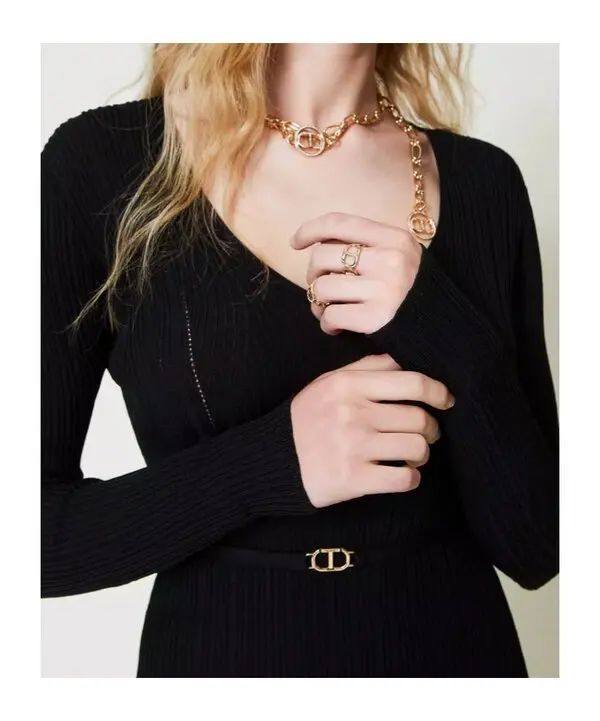 TWINSET Ribbed-knit Belted Minidress