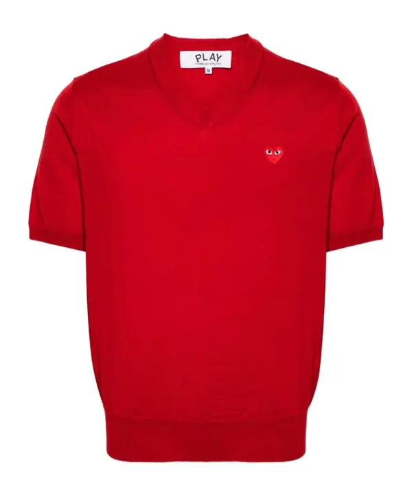 Play Comme Des Garcon Heart-patch Wool Jumper
