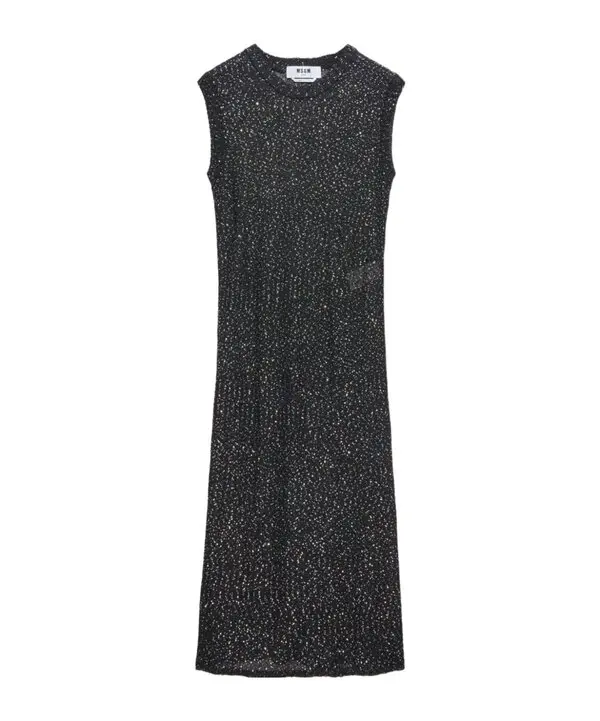MSGM Glitter Knitted Midi Dress