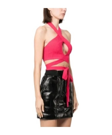 MSGM Ribbed-knit Crop Top