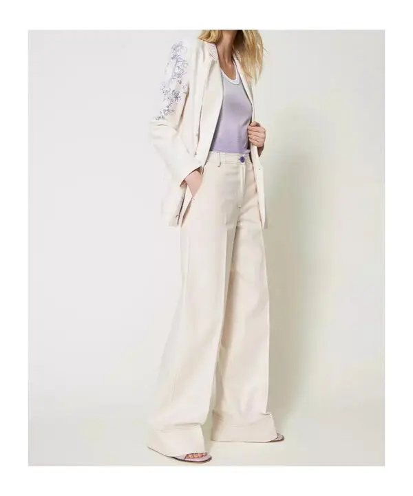 TWINSET Floral-embroidered Palazzo Pants