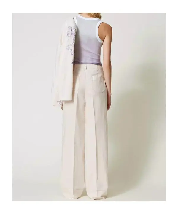 TWINSET Floral-embroidered Palazzo Pants