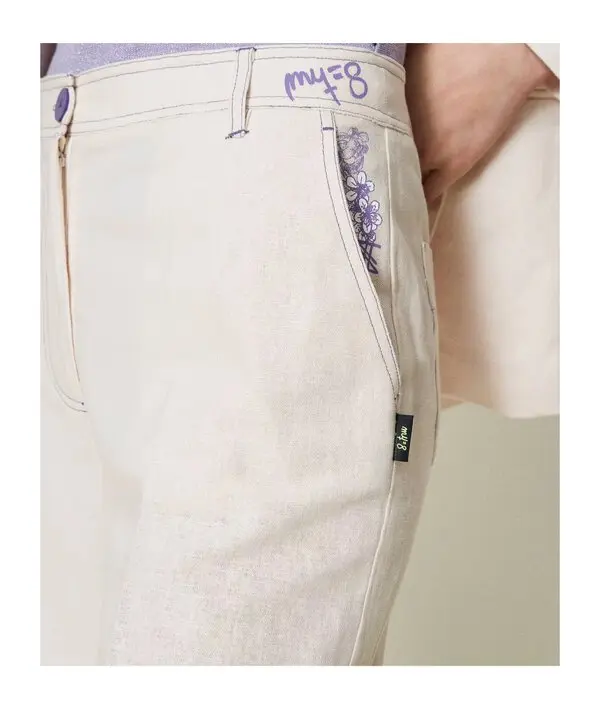TWINSET Floral-embroidered Palazzo Pants
