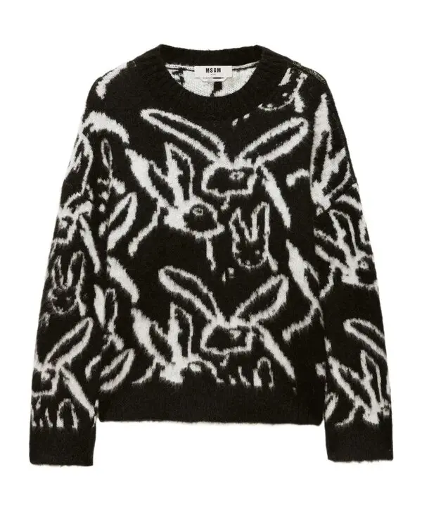 MSGM Rabbit-print Crew Neck Sweatshirt