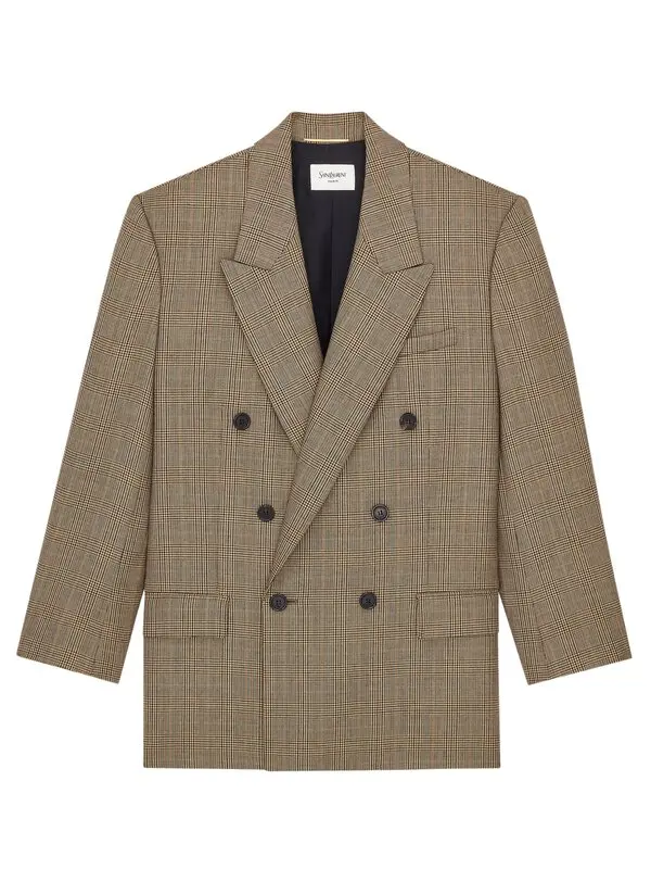 Saint Laurent Virgin Wool Double-breasted Blazer - Beige