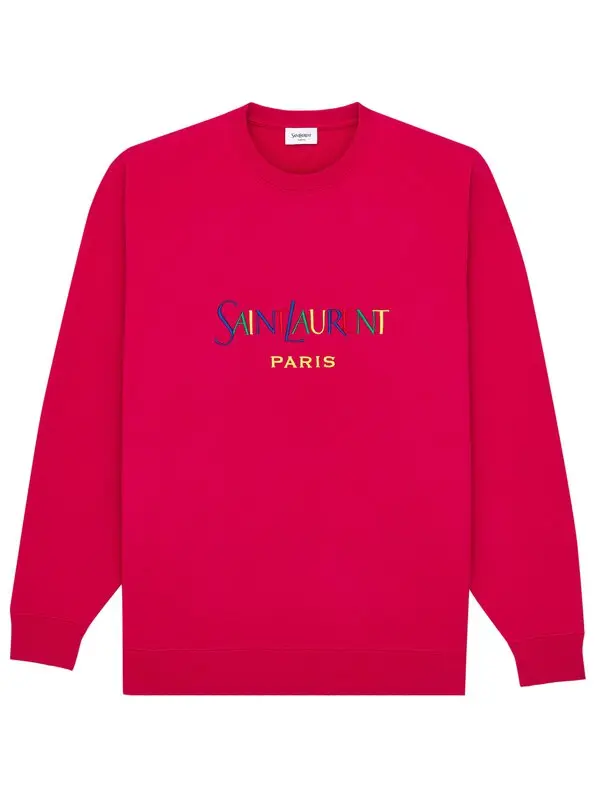 Saint Laurent Embroidered Cotton Crewneck Sweater