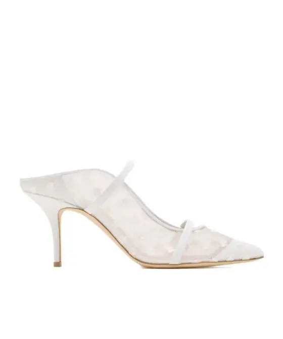 MALONE SOULIERS Floral Appliqué Strap Mules