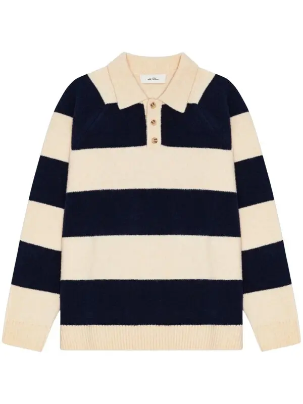 LES DEUX Striped Polo Sweater