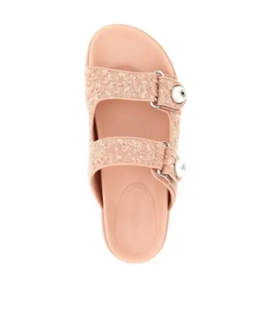 JIMMY CHOO Tweed Pearl Fayence Sandals - Nude