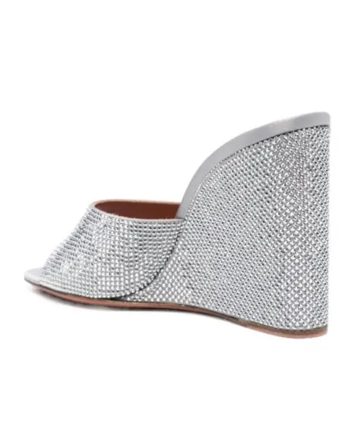 Amina Muaddi Crystal Wedge Mules