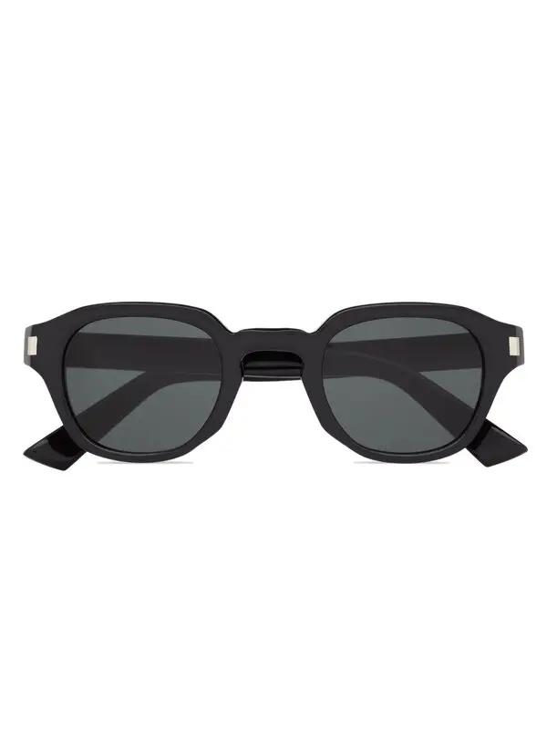 Saint Laurent Round Translucent Acetate Sunglasses With Nylon Lenses And Keyhole Bridge - Nero